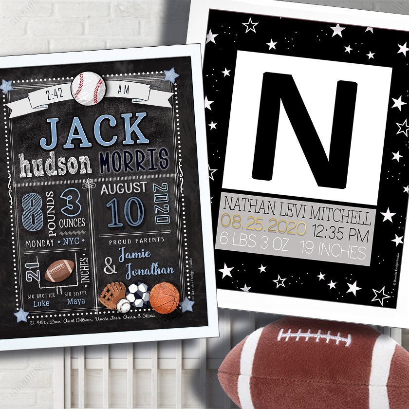 Personalized Baby Birth Art, Custom newborn gifts, Kids Name Frames